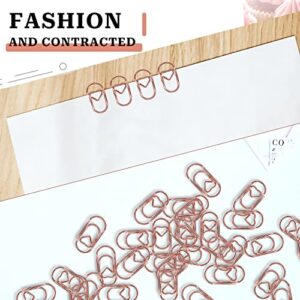 250pcs 0.37x0.79inch Mini Paper Clips, Cute Love Heart Shaped Paper Clips Stainless Steel Metal Small Rose Gold Paper Clips Bookmarks for Office School Home Desk Organizers