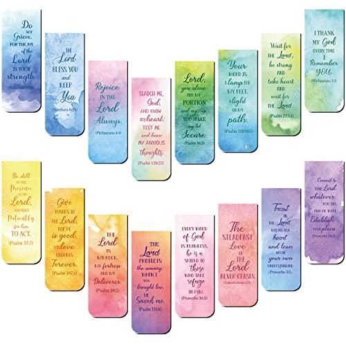 48 Pcs Bible Verse Magnetic Bookmarks Inspirational Scripture Christian Book Markers Religious Motivational Encouragement Flower Page Clips Presents for Women School Office Supplies