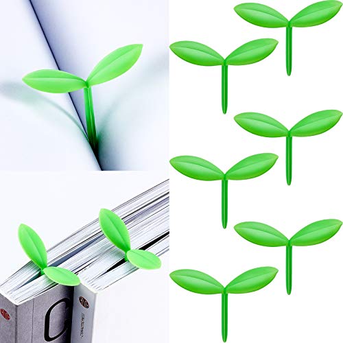 Sprout Little Green Bookmarks Mini Green Sprout Bookmarks Silicone Grass Buds Bookmarks Creative Gifts for Bookworm Book Lovers Reading (6 Pieces)