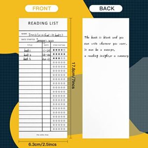 50pc 3 x 8" Reading List Bookmark,Personal Libraries Cards Book Tracker Notecards,Reading Log,Gift for Reading Lover Readers|Literary Gifts,Book Accessories