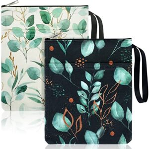 shappy 2 pieces book sleeve for lovers tree leaves with zipper canvas protector paperback cover washable pouch pocket teen adult lover gift(fresh pattern)