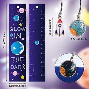 Space Theme Bookmarks with Metal Charms Planet Rocket Space Ship Theme Bookmarks Inspirational Quotes Bookmarks Cards for Space Party Favors Students Kids Adults Encouragement (20 Pieces)