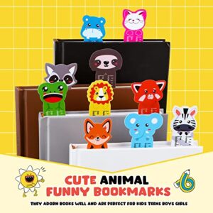 60 Pieces Animal Funny Bookmarks Cartoon Cute Bookmarks Reading Ruler Animal Bookmark Animal Theme Kid Bookmark for Kids Girls Students Adult