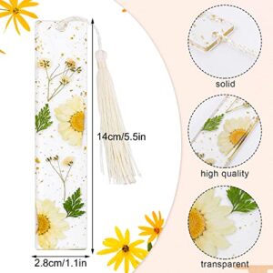 2 Pieces Thumb Book Page Holder Dried Flower Resin Book Page Holder and 1 Pcs Bookmark with Tassel, Bookmark Page Holder Reading Accessories for Teacher Appreciation Gifts