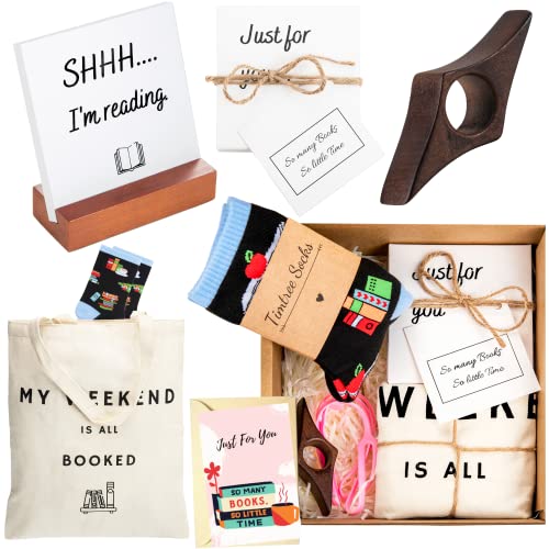 Book Lovers Gifts Box - The Perfect Gifts for Book Lovers -Contains 5 Curated Reading Gifts in a Beautifully Packed Box - Includes a Tote Bag Comfy Socks Book Mark and More - Ideal Gifts for Readers