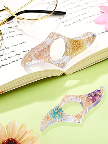 Book Page Holder for Reading, 2 Pcs Dried Flower Resin Transparent Thumb Bookmark, Book Accessories for Reading Lovers, Gifts for Bookworm, Readers, Literary, Students, Teachers(Style1)