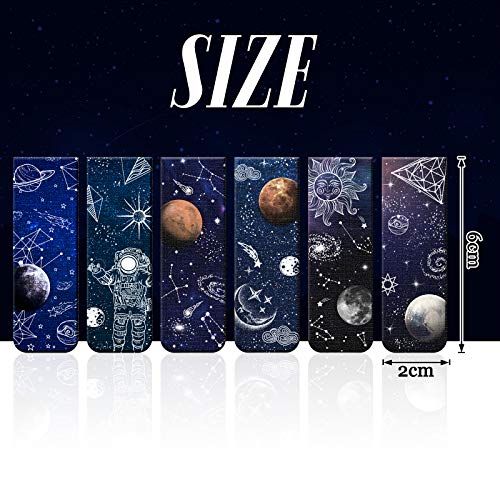 12 Pieces Magnetic Bookmarks Space Moon Roaming Bookmarks Magnetic Page Clip Space Assorted Book Markers Set for Students Reading, 12 Styles