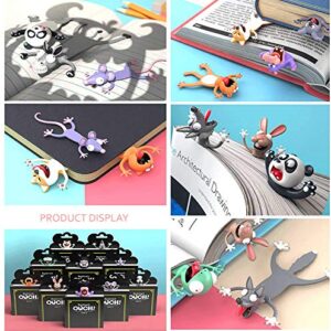 Lovely Bookmarks, Wakaka Funny 3D Cartoon Bookmark Animals Reading Bookmarks for Students Office Stationery Creative Gift Ideal for Boys Girls (Gecko)