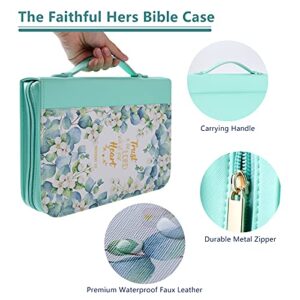 Bible Cover Case for Women with a Matched Bookmark Floral PU Leather Bible Cover Bag with Pockets and Zipper for Standard and Large Size Study Bible 10.8"x7.8"x2"