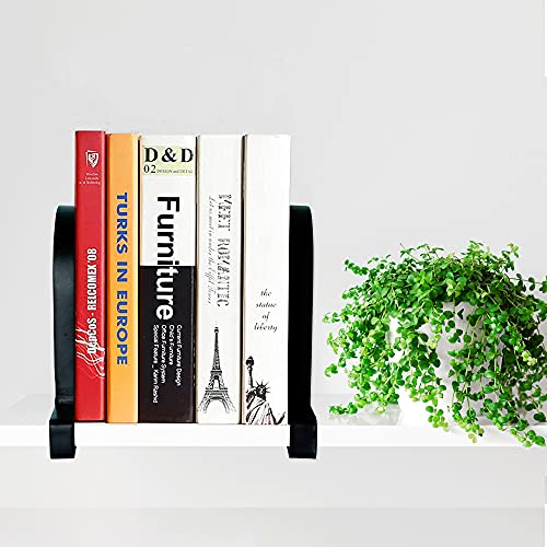 Bookends for Shelves - Heavy-Duty Clamped Book Ends Book Shelf Holders, Non-Skid Bookends Stoppers Supports (Black, 2)