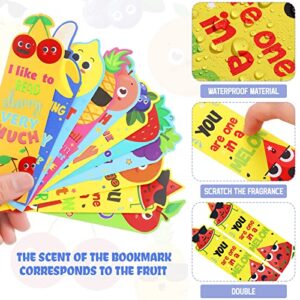 60 Pieces Scratch and Sniff Bookmarks Kids Scented Bookmarks Educational Bookmark Assorted Smelly Bookmarks for Kids Students Reader, 12 Styles, 12 Scents (Fruit Style, Fruit Smell)