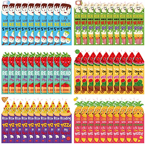 60 Pieces Scented Bookmarks Scratch and Sniff Fun Bookmarks 6 Styles for Students Bookmarks Smelly Bookmarks for Kids (Fruit Style)