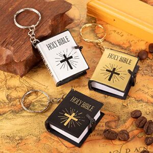 Hicarer 18 Pieces Mini Book Keychain Miniature Book Keyring for Church Souvenir Gifts