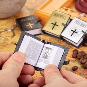 Hicarer 18 Pieces Mini Book Keychain Miniature Book Keyring for Church Souvenir Gifts