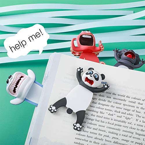 6 Pieces Wacky Bookmarks Animal Bookmarks 3D Squashed Bookmarks for Kids Students Teachers, Funny Bookmark for Reading (Mixed Style)