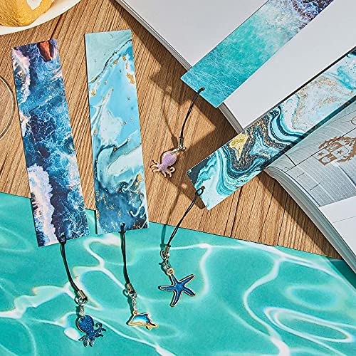 10 Pieces Ocean Bookmarks,Bookmarks for Kids,Page Markers for Students Teachers Reading with 10 Multi Ocean Marine Animal Pendants for Reading Girl Women Children Teen School Classroom Reading Favor