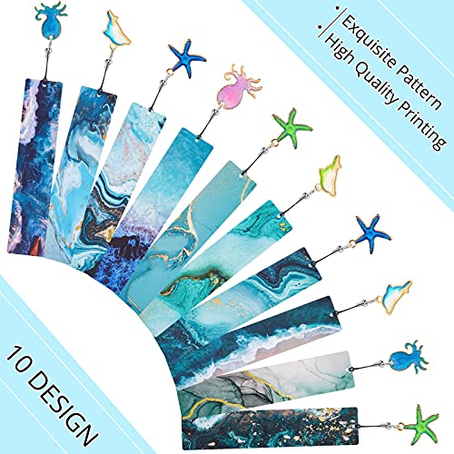 10 Pieces Ocean Bookmarks,Bookmarks for Kids,Page Markers for Students Teachers Reading with 10 Multi Ocean Marine Animal Pendants for Reading Girl Women Children Teen School Classroom Reading Favor