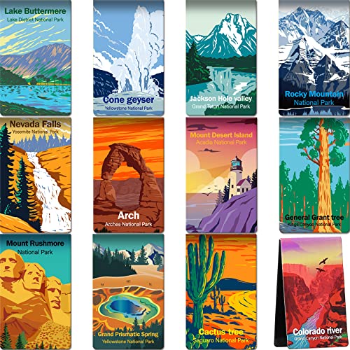 24 Pieces Magnetic Bookmarks National Park Magnetic Page Markers Assorted Inspirational Book Mark Set with National Park Landscape Book Marker Clip for Book Lovers Students Teachers Reading(Park)