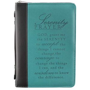 christian art gifts women’s fashion bible cover serenity prayer, aqua/black faux leather (medium)