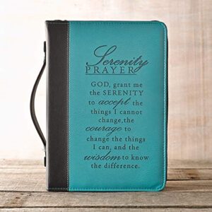 Christian Art Gifts Women's Fashion Bible Cover Serenity Prayer, Aqua/Black Faux Leather (Medium)