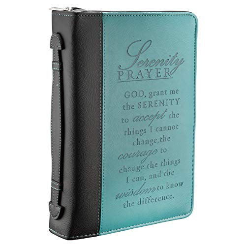 Christian Art Gifts Women's Fashion Bible Cover Serenity Prayer, Aqua/Black Faux Leather (Medium)