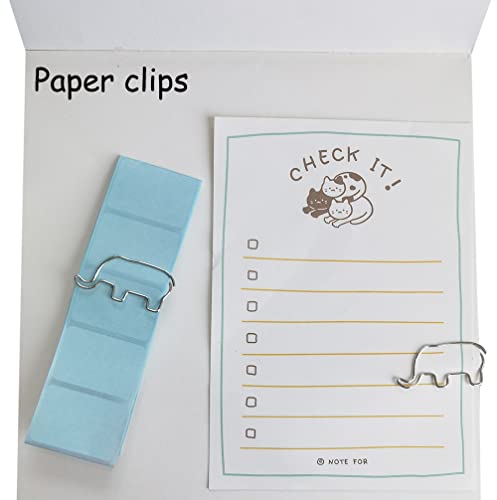 Cute Elephant Shaped Paper Clips Bookmarks, Funny Office Supplies Elephant Gifts for Women Men Coworkers Teachers, Silver 60 Pcs