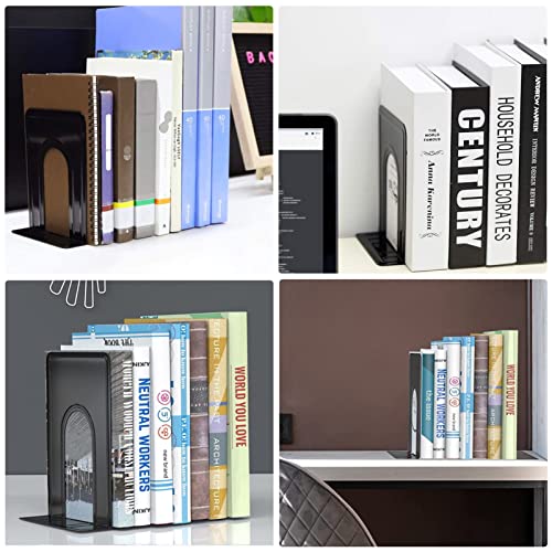 30 Pcs Metal Book Ends for Shelves, Heavy Duty Bookends for Office Home Kitchen Decorative, Nonskid Book Ends to Hold Heavy Books Black 6.5 x 5 x 5.7 in, 15 Pairs