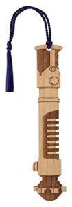 star wars obi wan kenobi prequel lightsaber bookmark – laser engraved – made in the usa – wood book mark with navy blue tassel