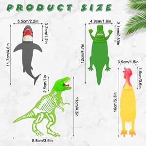 Luminous Dinosaur Bookmark Cool Shark Bookmark Animal Bookmarks for Kids Funny Boys Crocodile Bookmark 3D Cartoon Fun Bookmarks for Kids Boys Girls Men Women School Supplies, 4 Pieces