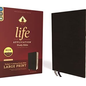 NIV, Life Application Study Bible, Third Edition, Large Print, Bonded Leather, Black, Red Letter, Thumb Indexed