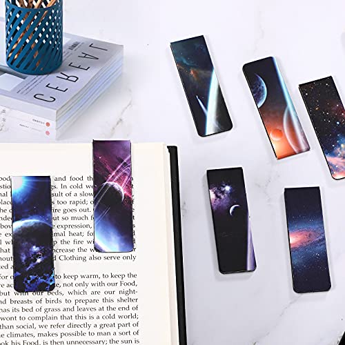 30 Pieces Magnetic Bookmarks Space Planets and Starry Night Sky Bookmarks Magnetic Page Clip Markers for Kids Book Marks for Book Lovers Reading School Library Supplies (Starry Night Sky Style)