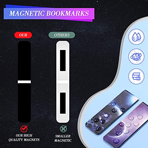 30 Pieces Magnetic Bookmarks Space Planets and Starry Night Sky Bookmarks Magnetic Page Clip Markers for Kids Book Marks for Book Lovers Reading School Library Supplies (Starry Night Sky Style)