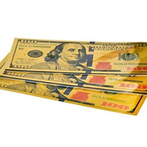 3 Premium Bookmarks for ,Gold $100 Bills - High Quality Thick Book-Mark to Promote Reading with One Hundred Dollar USA Bank Note Design - Great Prize for Classrooms, Book Clubs, Libraries (3 Pack)