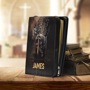 Jesuspirit Bible Cover for Men - Large & XLarge Size Personalized Leather Bible Case for Men - Bible Case for Christian, Father's Day Inspirational Scripture Gifts