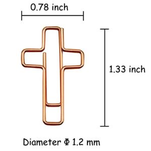 100 PCS Cute Paper Clips Gold and Rose Gold Colors, Cross Shaped Paper Clips Bookmarks Bible Study Supplies, Christian Journaling Supplies for Women Men Christian