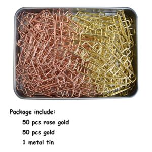 100 PCS Cute Paper Clips Gold and Rose Gold Colors, Cross Shaped Paper Clips Bookmarks Bible Study Supplies, Christian Journaling Supplies for Women Men Christian