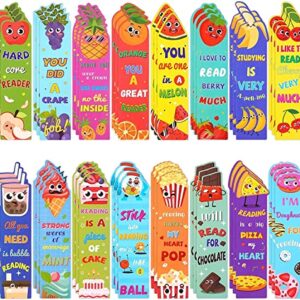 48 Pieces Kids Scented Bookmarks Scratch and Sniff Bookmarks Fruit Food Theme Bookmarks Assorted Smelly Bookmarks Cute Bookmarks for Students, Teens, Food Lovers, 16 Styles