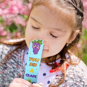 48 Pieces Kids Scented Bookmarks Scratch and Sniff Bookmarks Fruit Food Theme Bookmarks Assorted Smelly Bookmarks Cute Bookmarks for Students, Teens, Food Lovers, 16 Styles