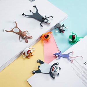 8 Pieces 3D Cartoon Animal Bookmark Set for Kids Novelty Funny Cute Bookmarks Squashed Animals Reading Bookmark Stationery Presents Party Favors for Kids Student