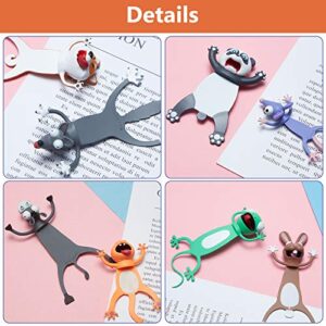 8 Pieces 3D Cartoon Animal Bookmark Set for Kids Novelty Funny Cute Bookmarks Squashed Animals Reading Bookmark Stationery Presents Party Favors for Kids Student