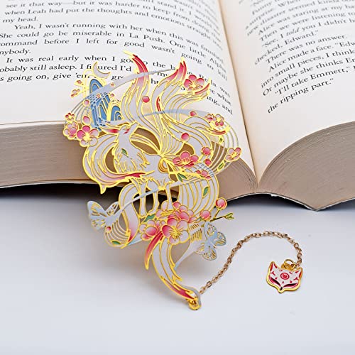 BLBMH Kitsune Cute Metal Bookmarks for Women Book Lovers Cool Anime Book Marks Unique Gifts Christmas Birthday -K4