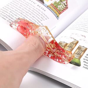 RMSK Book Page Holder for Reading - 2 Pcs Dried Flower Resin Thumb Book Page Holder and 2 Pcs Bookmark with Tassel - Useful Book Accessories for Reading Lovers, Teachers, and Students