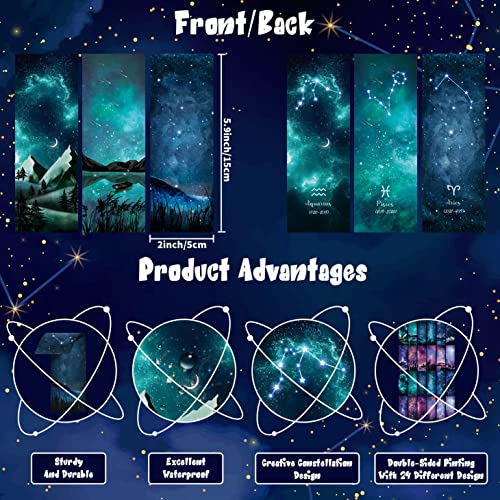 12 Pcs Personalised Space Starry Night Bookmarks, Bulk Book Marks for Women/Men, Unique Zodiac Constellaion Bookmark for Book Lovers, Cool Book Mark for Adults,Kids,Teachers,Students,Reading Present