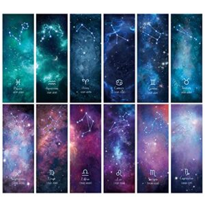 12 Pcs Personalised Space Starry Night Bookmarks, Bulk Book Marks for Women/Men, Unique Zodiac Constellaion Bookmark for Book Lovers, Cool Book Mark for Adults,Kids,Teachers,Students,Reading Present