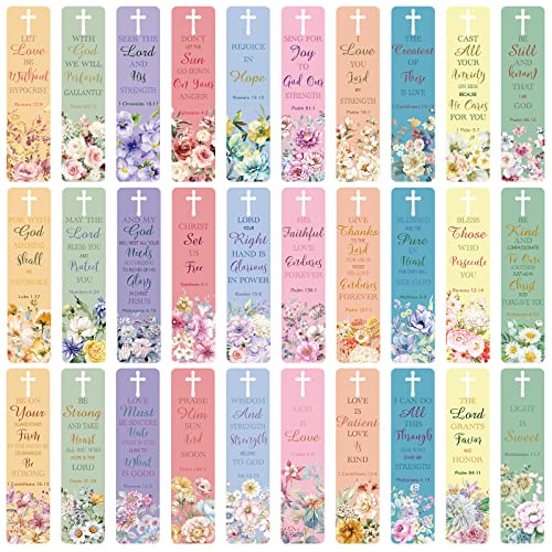 120 Pieces Bible Verses Bookmarks with Hollow Cross for Women Scripture Bookmarks Christian Book Markers for Mothers Day Gifts Women Church Supplies, Flower Style