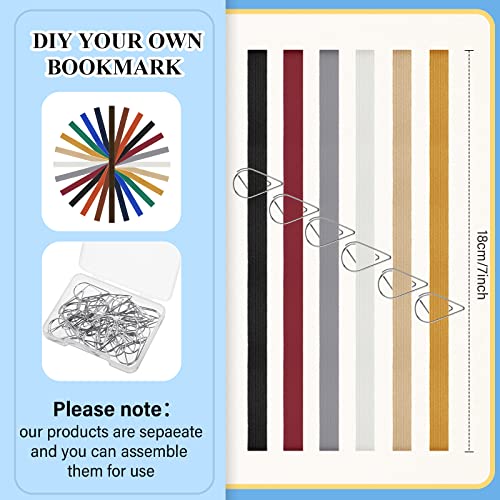 42 Pcs Elastic Bookmarks Set Multi Color Elastic Rope Bands Planner Bookmarks Include 30 Pcs Stainless Steel Teardrop Paper Clips and 12 Pcs Elastic Bands for Women Office School Reader (Retro Color)