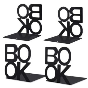 metal decor bookends for shelves, cute book stopper ends for bookshelf bookcase holder organizer for kids adult, spiral sketchbook, scrapbook, cd dvd in home office library(4 pack)