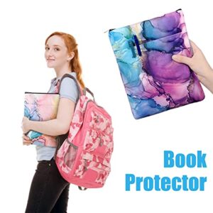 6 Pcs Book Protector Hardcover Pouch Sleeves with Zipper Book Cover for Book Lovers Washable Fabric Book Protector Pouch for Paperbacks Book Lovers Gifts, Medium 11 x 8.7 Inch(Quicksand with Glitter)