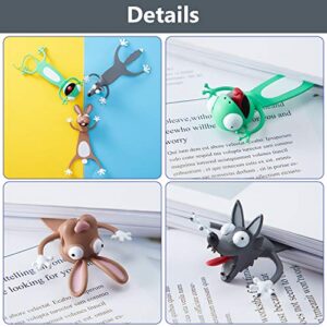 3 Pieces 3D Cartoon Animal Bookmark Wacky Palz Animal Bookmark PVC Animal Bookmark 3 Cute Squashed Animals Stationery for Kids and Students, Reading Presents, Party Favors