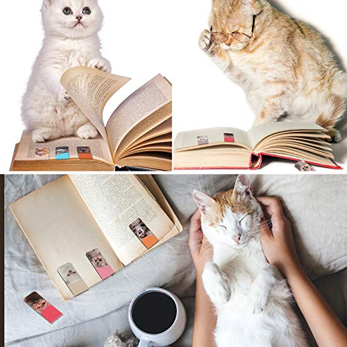 30 Pieces Cats Magnetic Bookmarks Cute Cats Magnetic Page Markers Pets Magnetic Page Clips Bookmark for Students Teachers School Home Office Reading Stationery, 15 Designs